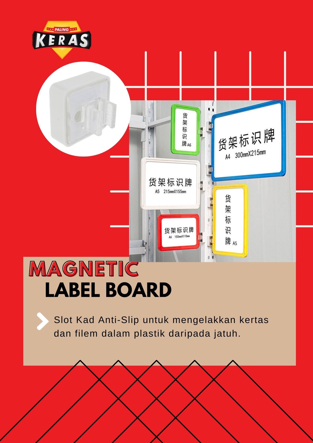 PalingKeras-Magnetic Label Board Sign Shelf Classification Signboard ...