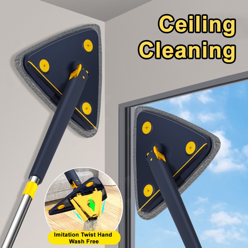 ViRYN Triangular Mop With Scraping Strip Self Twisting Water 360 Degree ...