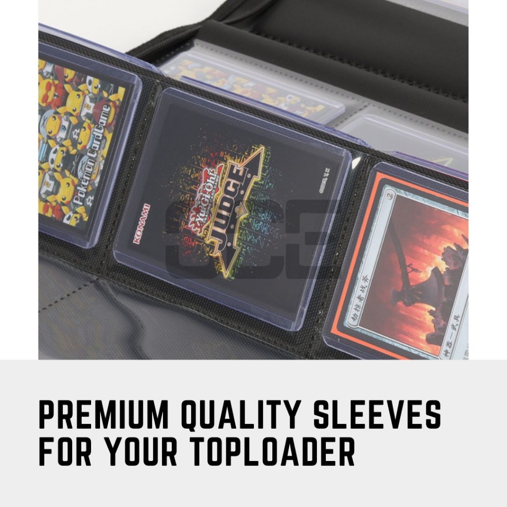 Black Texturized Toploader Binder 3X3 2X2 Zipper Ringless 35pt Hard ...