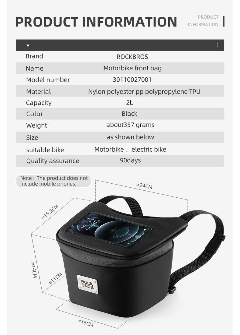 【MY Delivery】ROCKBROS Motorcycle Bag Box Motor Front 6.2 Inches ...