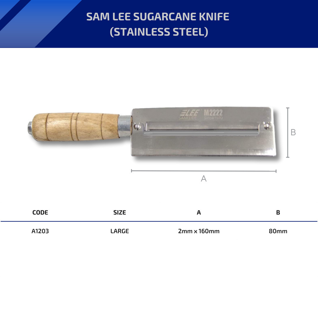 SAMLEE M2222 Sugarcane Knife (Stainless Steel) 削皮甘蔗刀Wood Handle Sam Lee Pisau Tebu[SweeChiang ...
