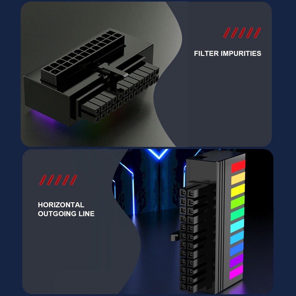 Elbow ATX 24 Pin Power Plug Adapter ARGB Mainboard Motherboard Power ...