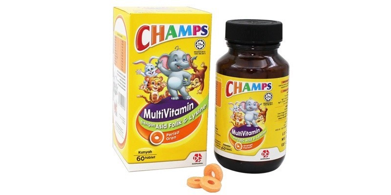 Champs Multivitamin Plus Folic Acid & Lysine Chewable Tablets Orange ...