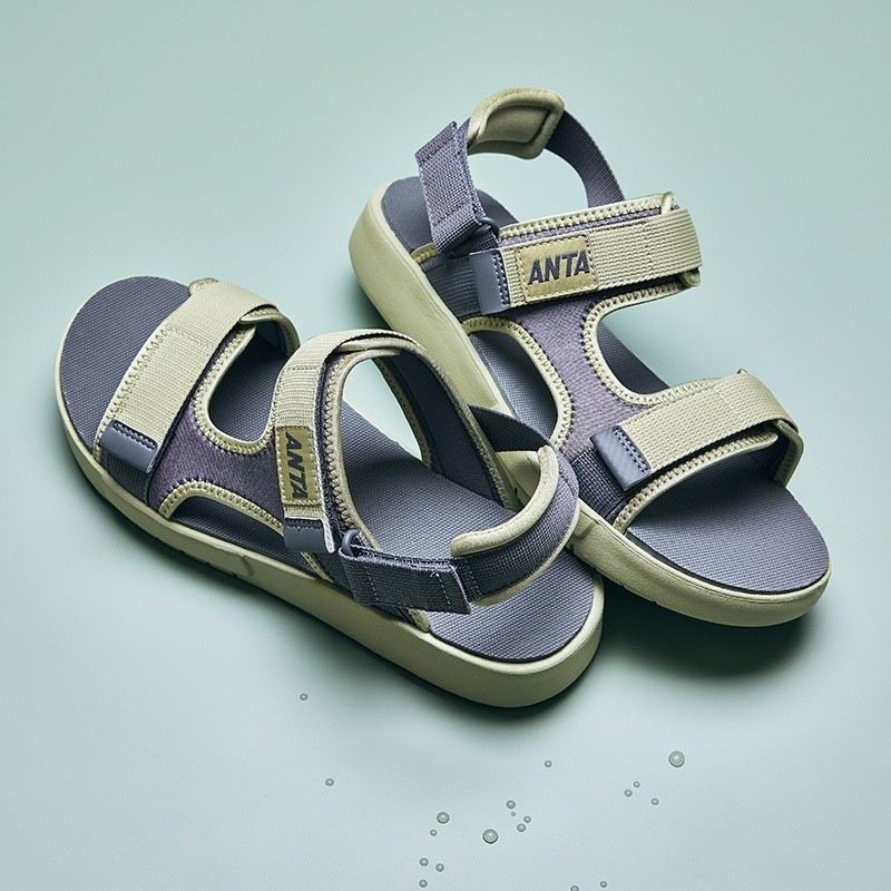 ANTA Men Basic Sandals Sandals Slippers-Steel Grey/Ice Green (Kasut ...