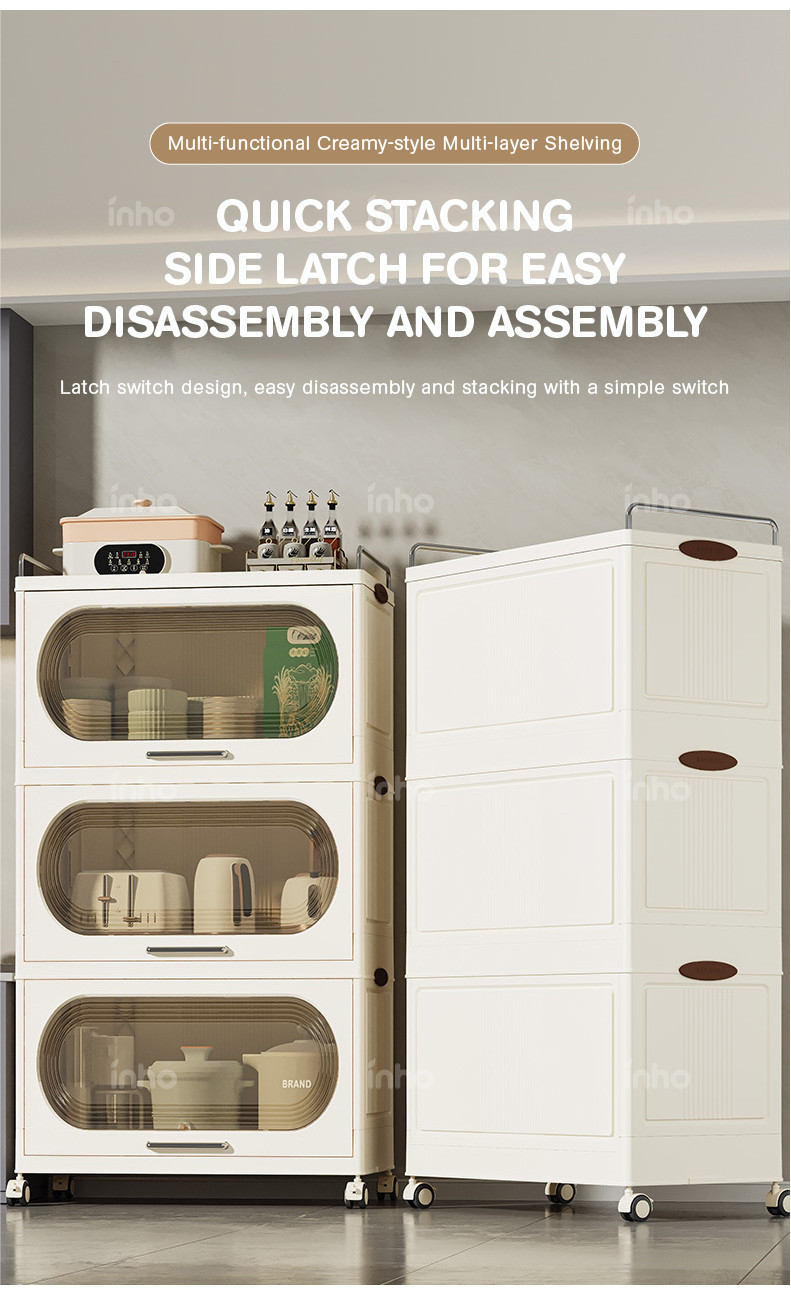 INHO L61/81cm (2-4 Layers) Modern Kitchen Storage Cabinets Versatile Stackable Drawer With ...