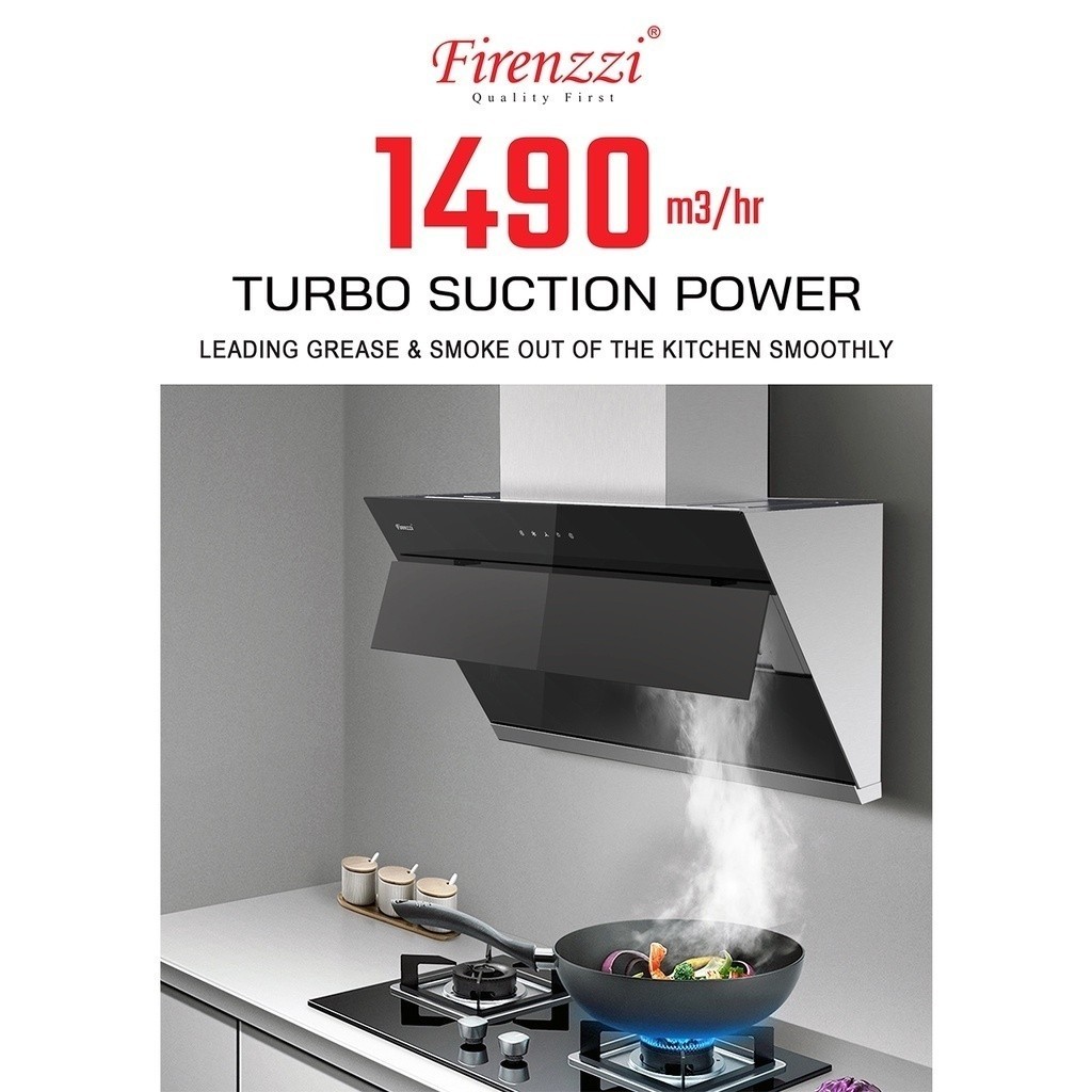 (RM179 Install) Firenzzi 90cm FCH-9422 AC 1490m3/hrs Turbo Suction ...