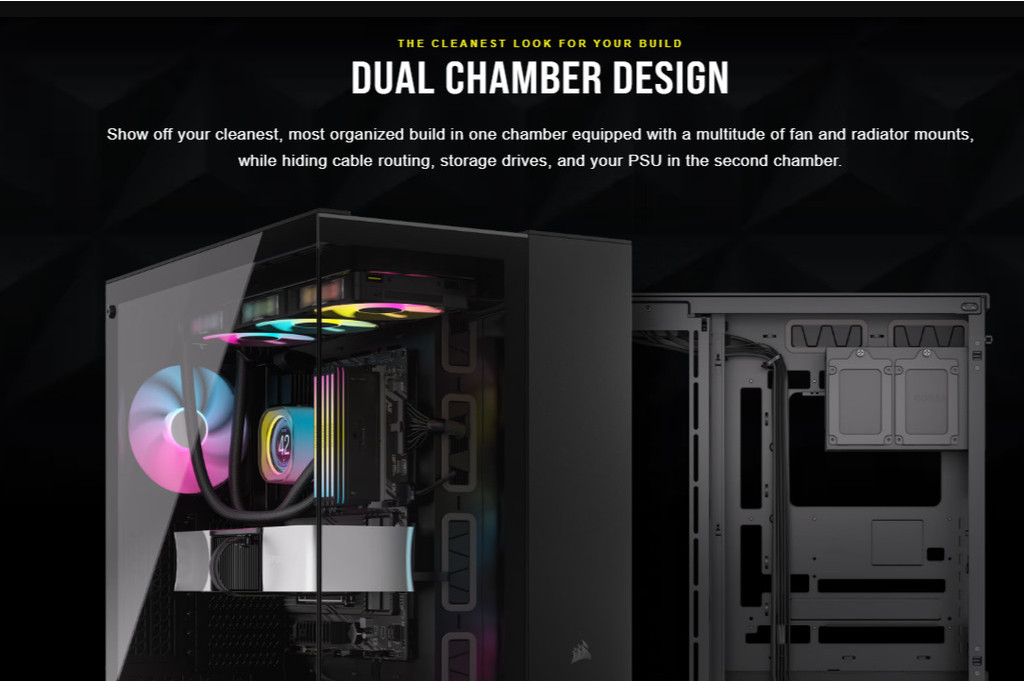 CORSAIR 6500D AIRFLOW Mid-Tower Dual Chamber PC Case - Black / White ...