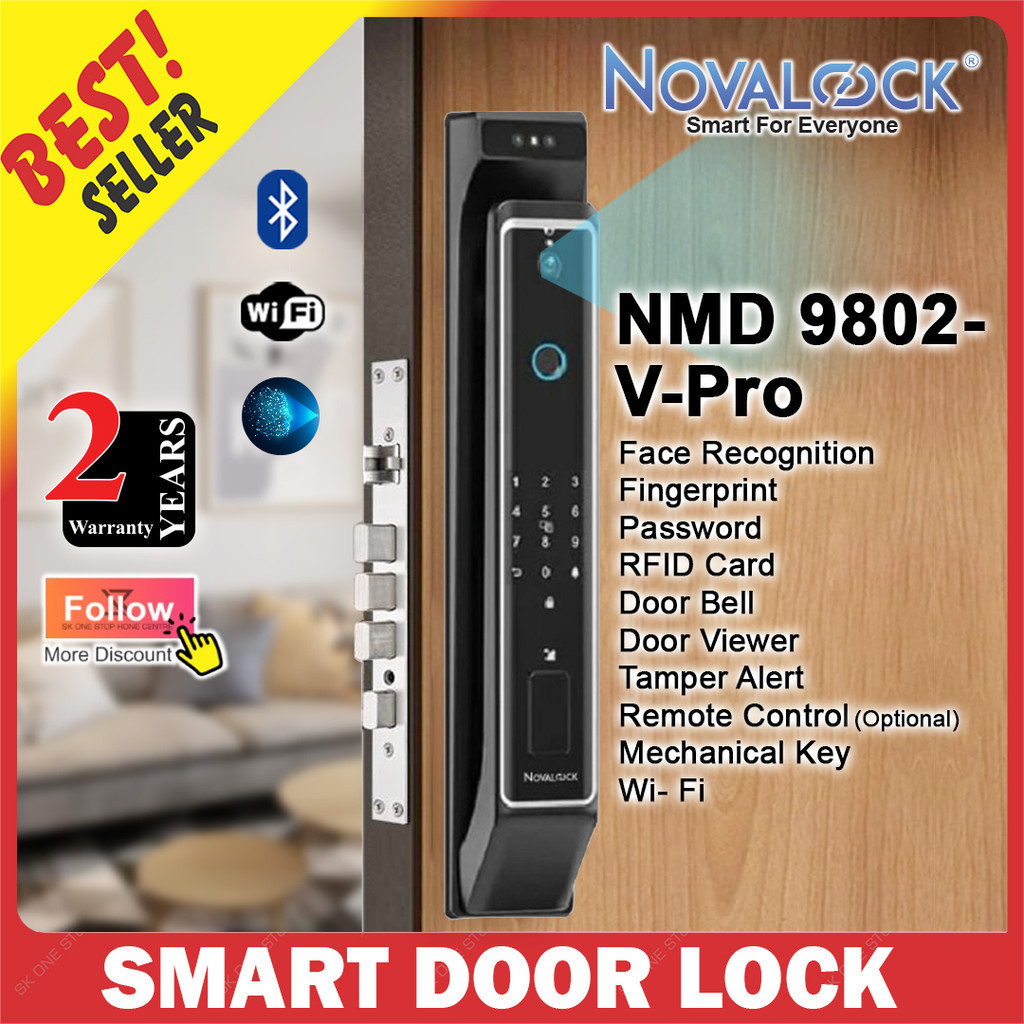 Novalock NDM 9802 V-PRO SMART DIGITAL DOOR LOCK (Face Recognition, Door ...