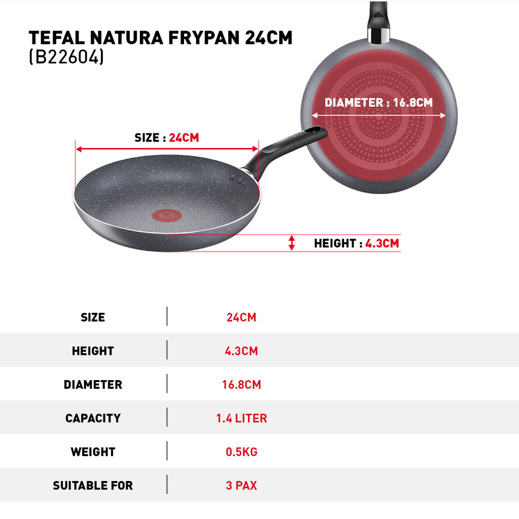 Tefal Natura 5 Pcs Set - Wokpan (28cm) + Wokpan (16cm) + Frypan (24cm) + Ladle & Spatula ...
