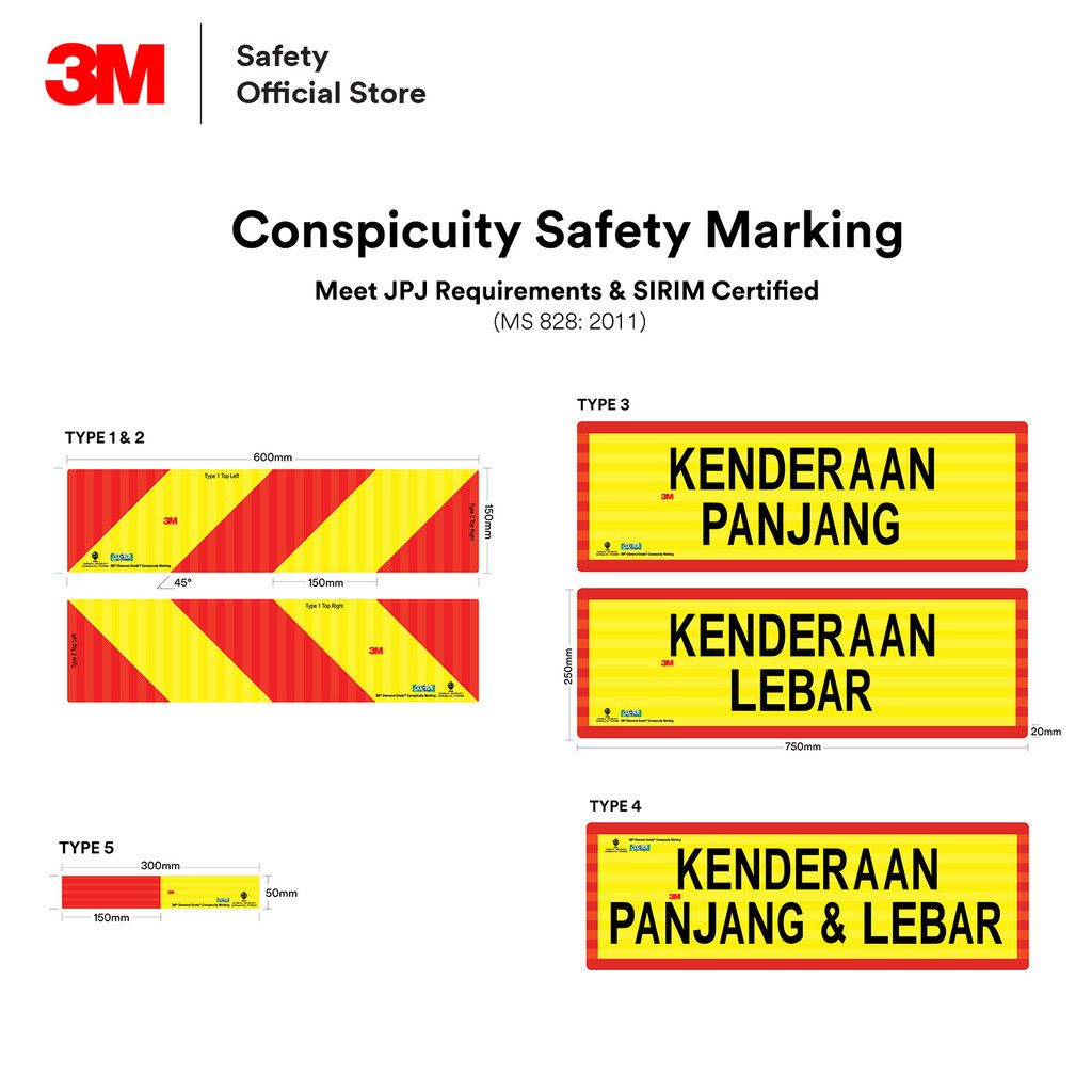 3M™ Conspicuity Lorry Reflective Sticker/ Puspakom Sticker/ Marking ...