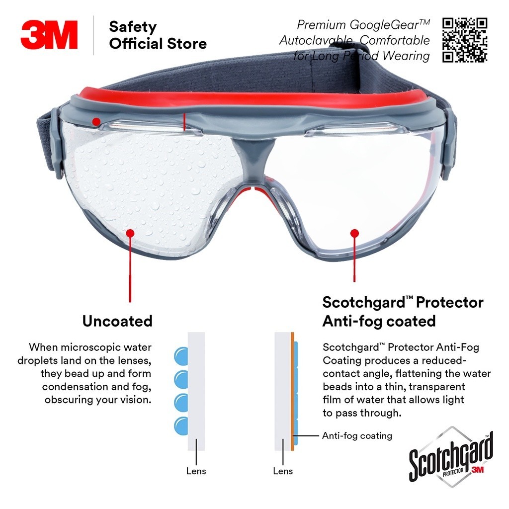 3M™ GG501SGAF GoggleGear Scotchgard Protector Ultimate Anti-fog Goggle ...
