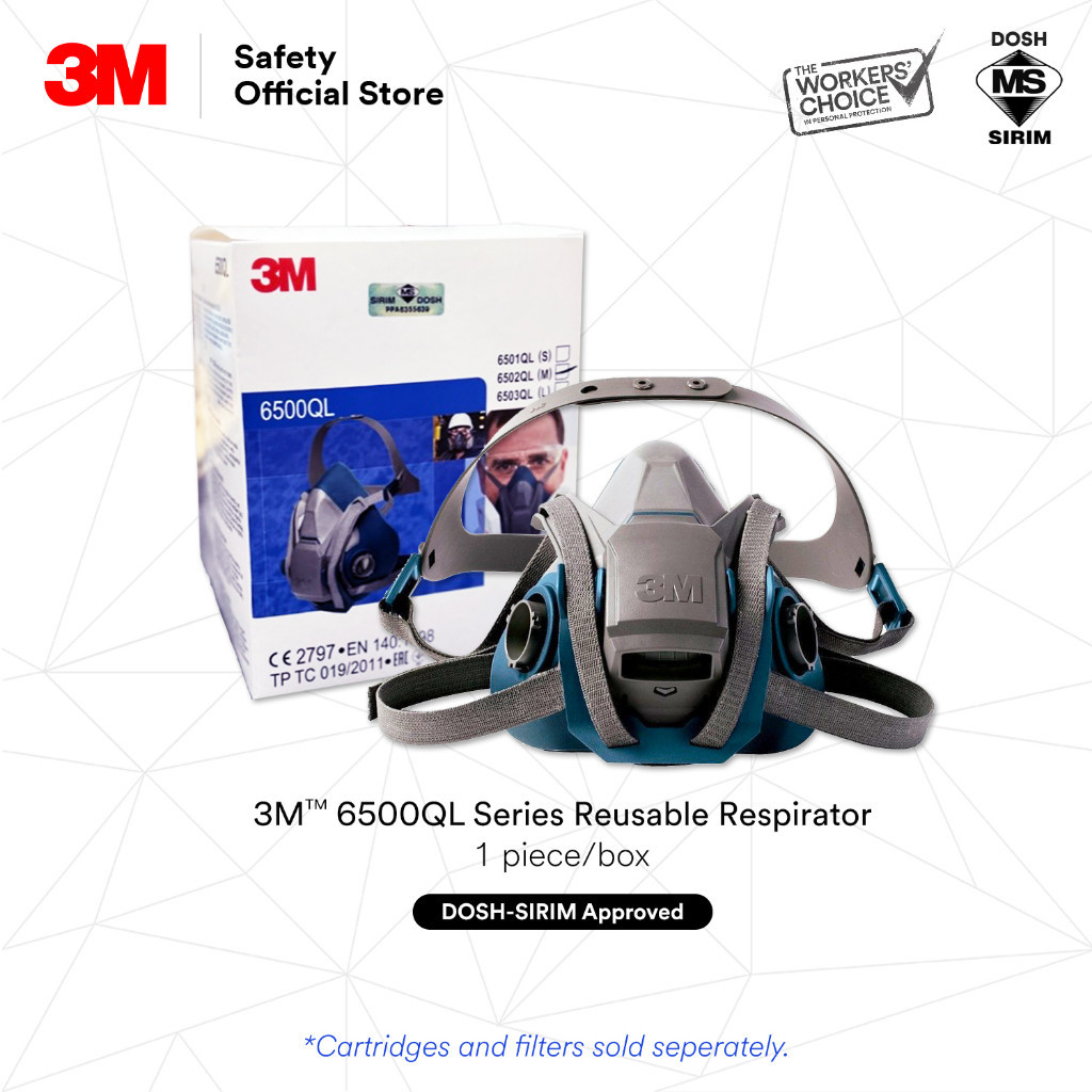 3M™ 6500QL Series Premium Reusable Respirator - 6501QL S/6502QL M ...