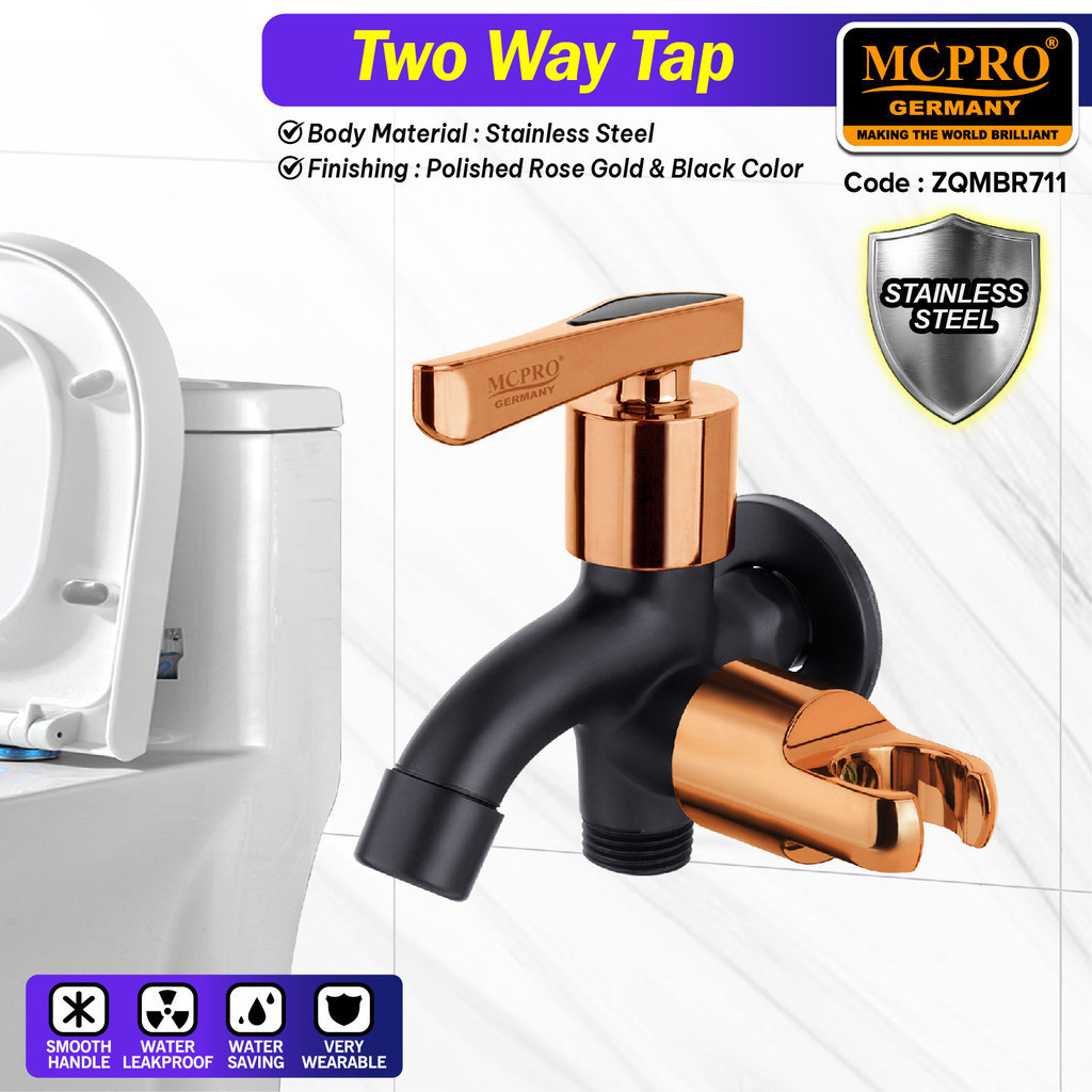 MCPRO Stainless Steel Bathroom Rose Gold Black TWO WAY TAP with BIDET ...