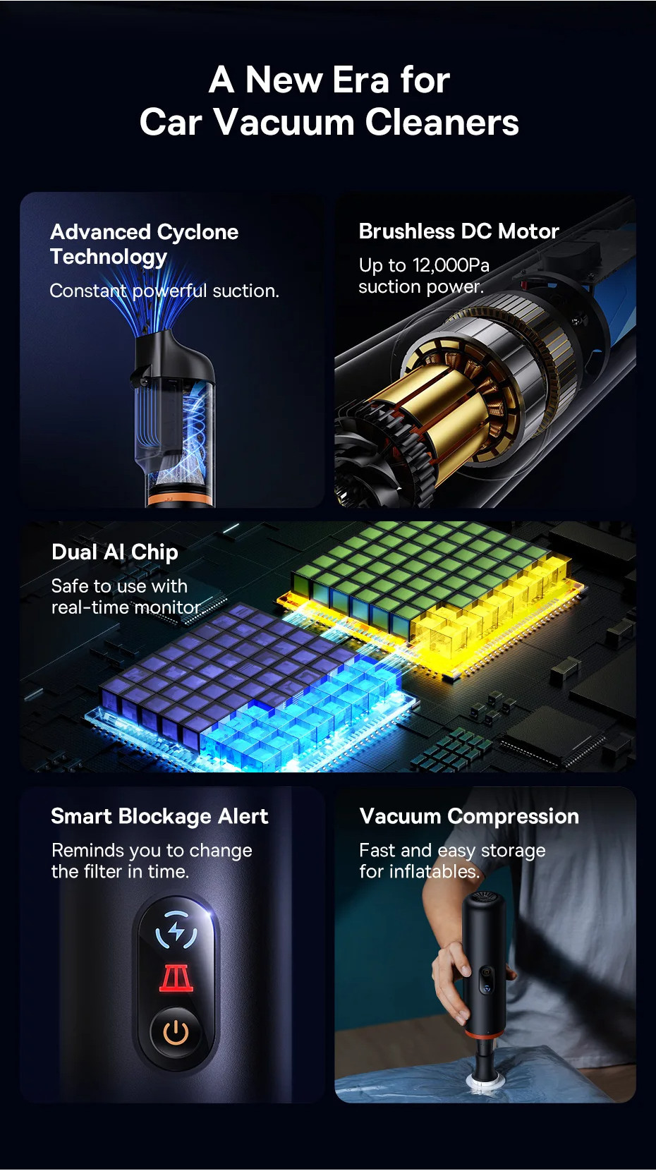 Baseus A5 Air 12000Pa Car Wireless Vacuum Cleaner Cordless Vehicle ...