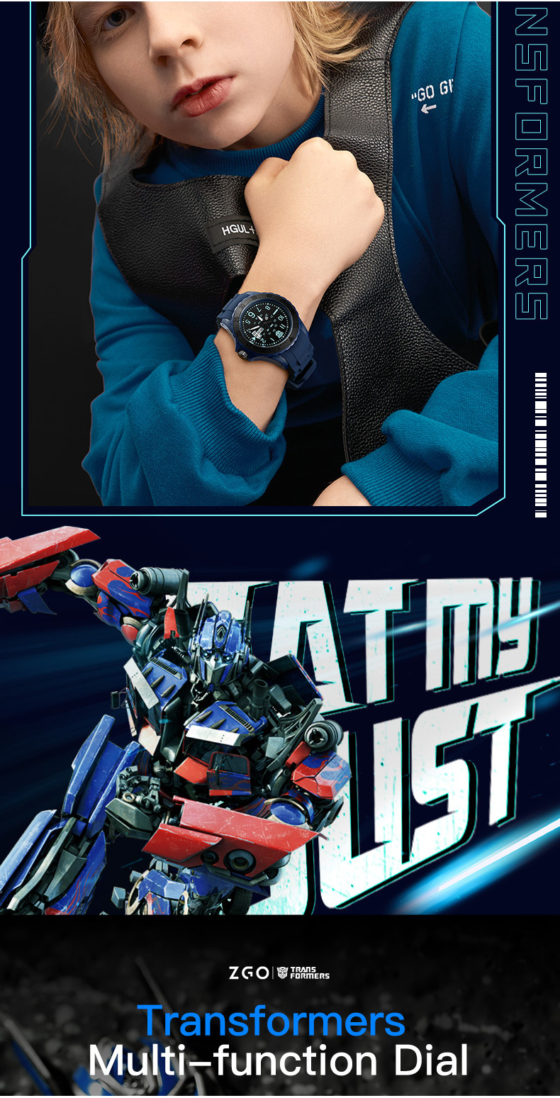 ZGO x Transformers jam tangan Optimus Prime Autobot Sports Waterproof ...