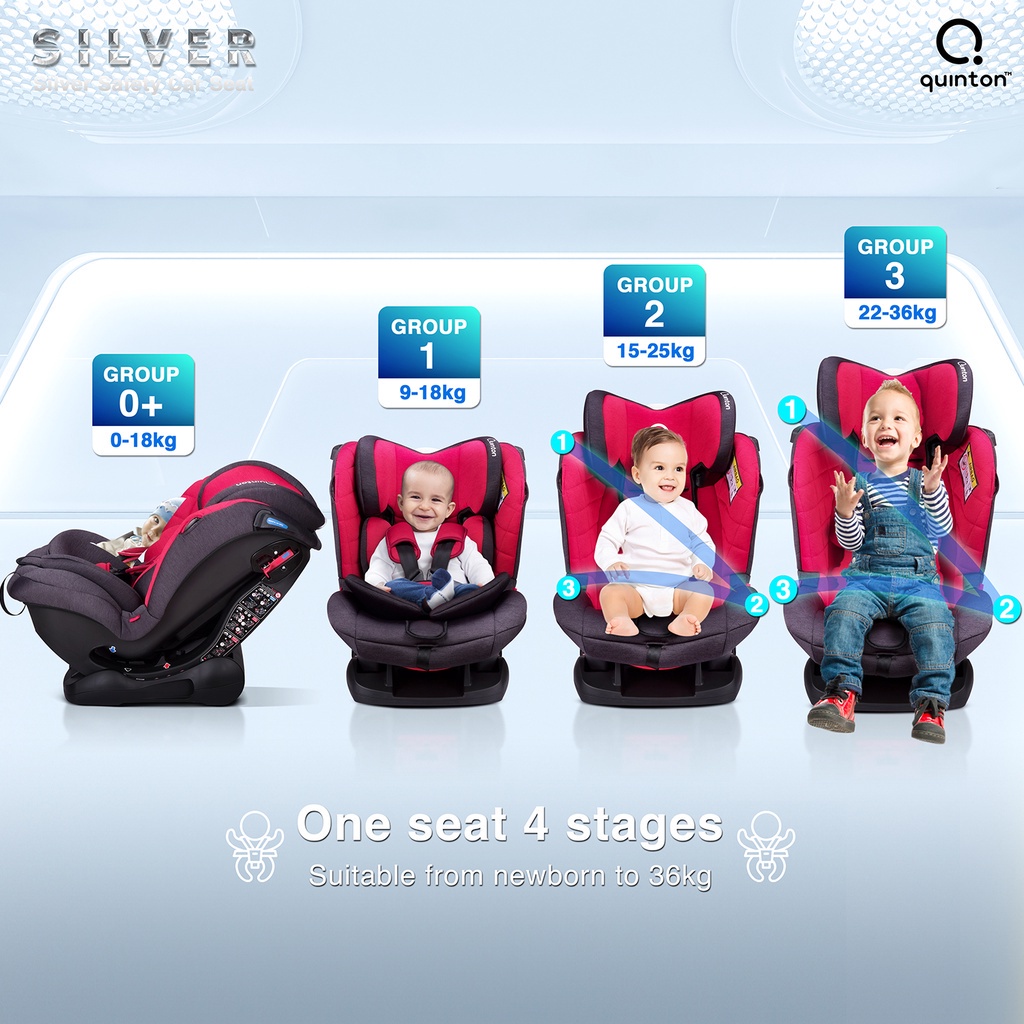 Quinton Silver Car Seat Baby Convertible (Newborn - 12 years old) with ...