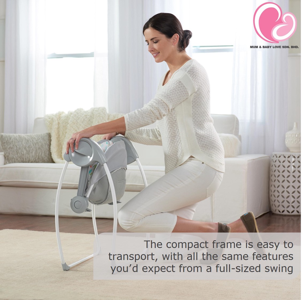 Ingenuity Comfort 2 Go Portable Swing Baby, Auto Musical Cradle, Buaian ...