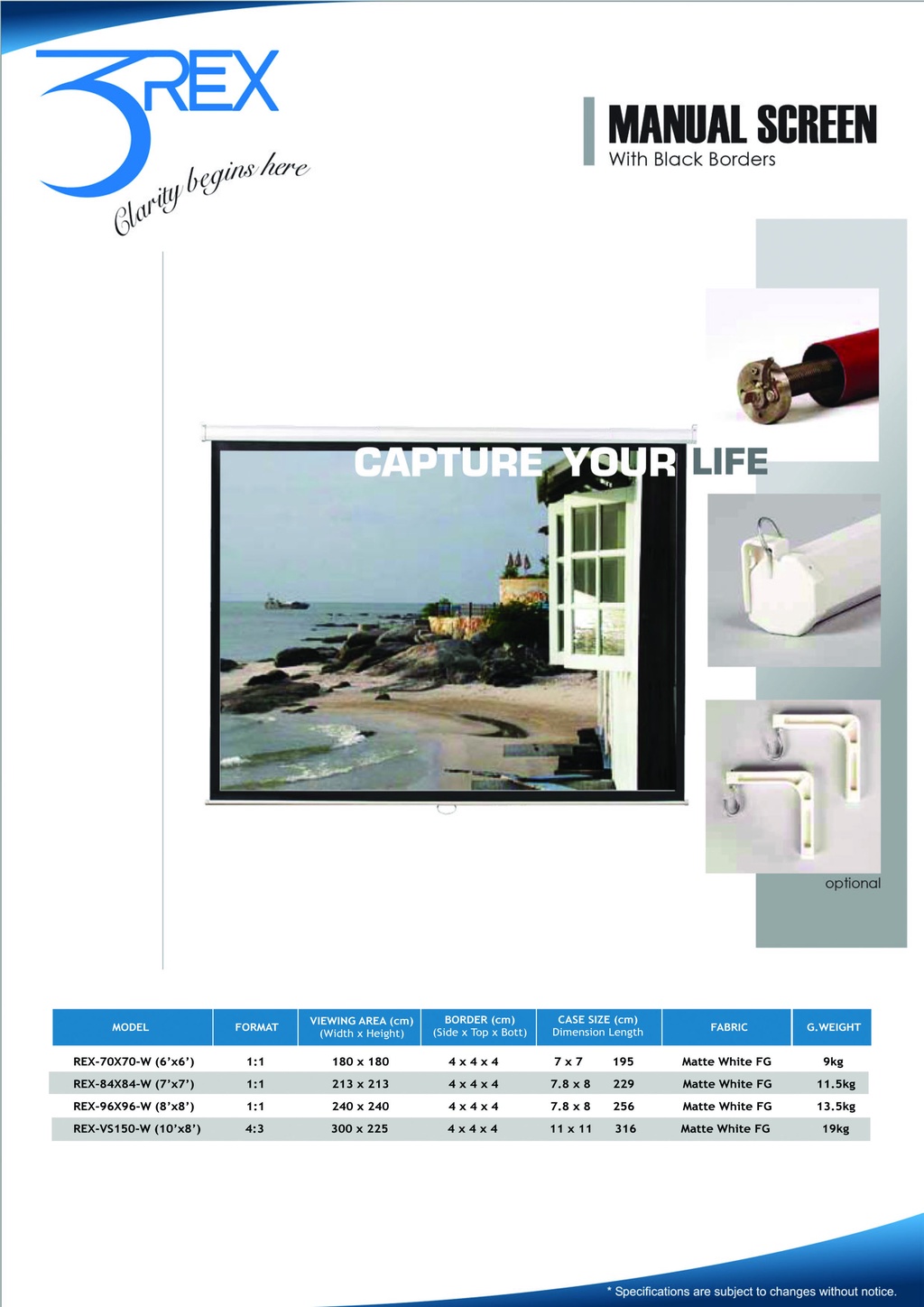 Hotdeal 3Rex 8x8 ( 96" x 96" ) Manual Wall Screen With Self Lock - 8x8 ...