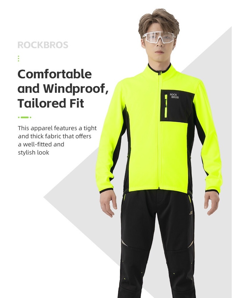 ROCKBROS Cycling Jacket Winter Windproof Fleece Warm Bicycle Elastic ...
