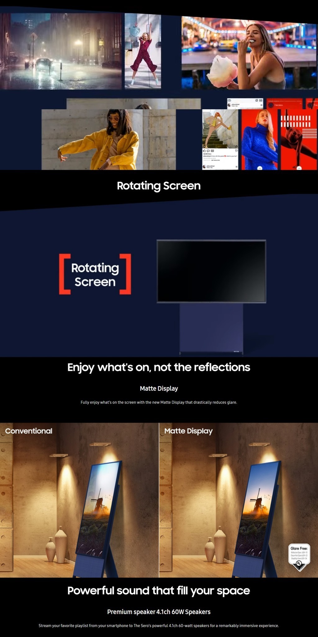 Samsung The Sero QLED 4K Smart Lifestyle TV 43'' / Mobile Mirroring ...
