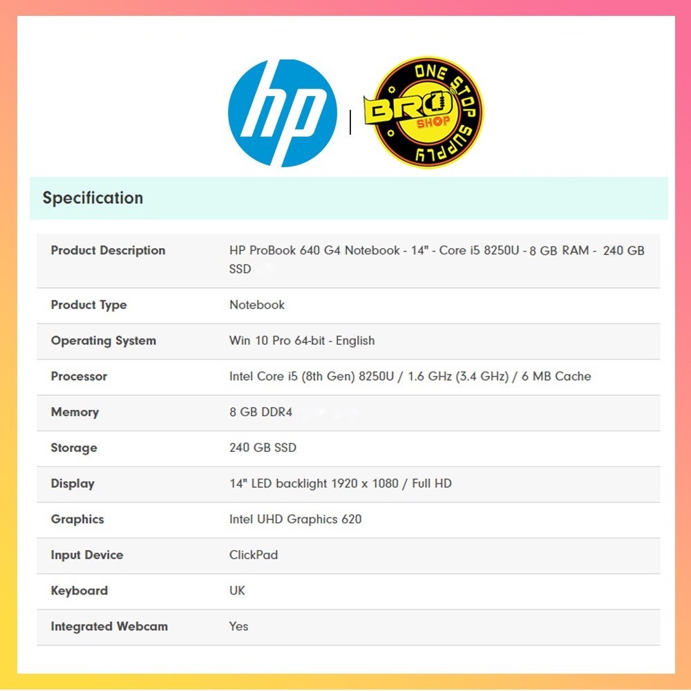 (Refurbished) HP ProBook 640 G4 Notebook 14" [ INTEL CORE I5 8TH ...