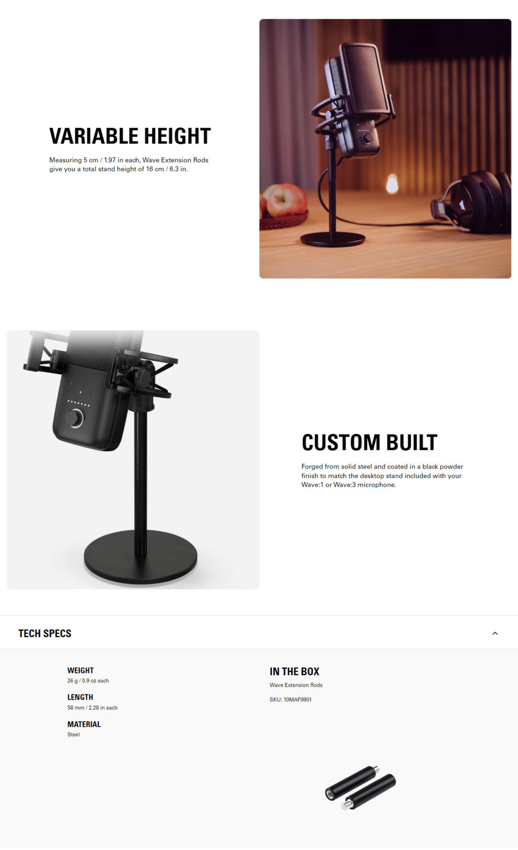 Elgato Wave Extension Rods Custom built for the Elgato Wave Mic Stand ...