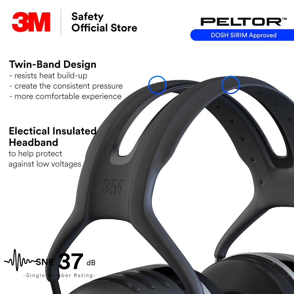 3M™ X5A Peltor X5 Series Over-The-Head Safety Earmuffs/Highest Single Noise Rating SNR 37 dB (1 ...