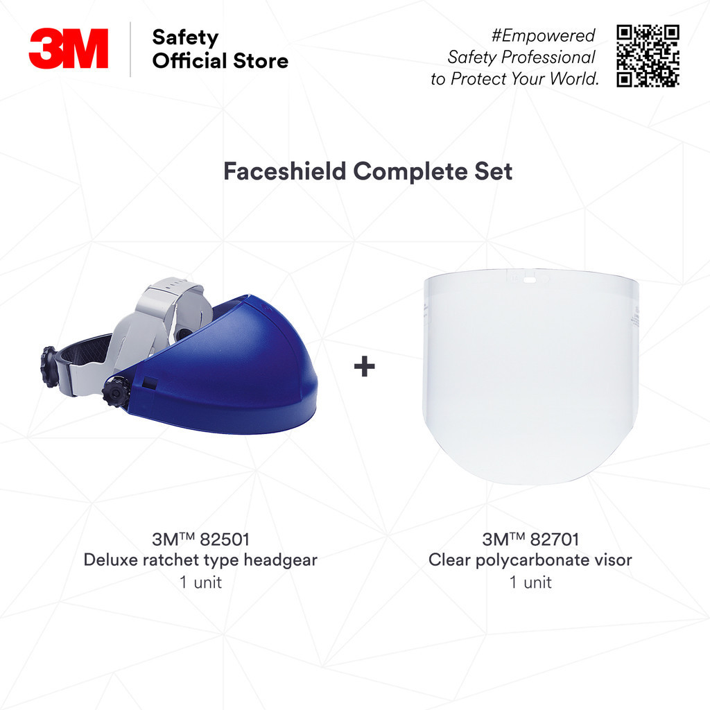 3M™ 82783 Ratchet Headgear with Clear Polycarbonate Faceshield/ Head ...