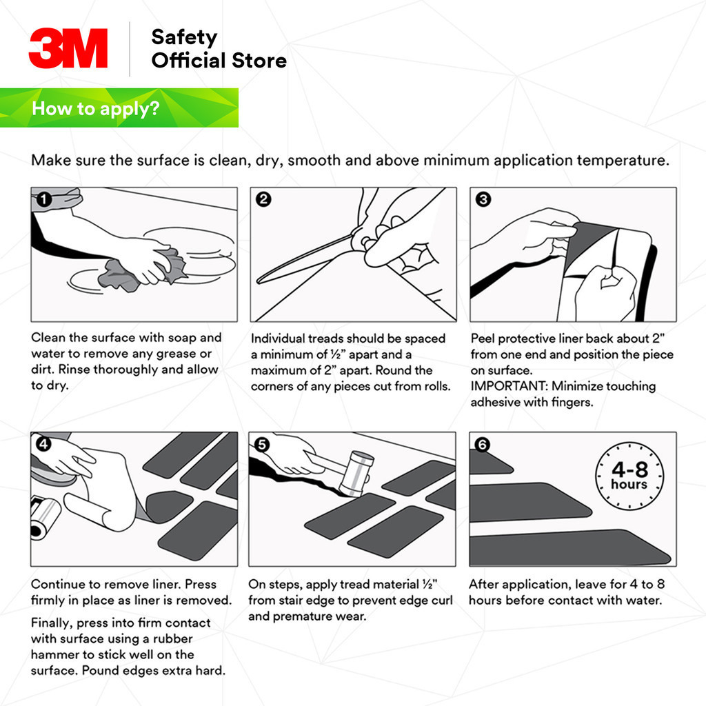 3M™ 610 Safety-Walk Black Anti Slip Floor Tape/ Slip & Weather Resistant [Loose Cutting 2 in x 1 ...