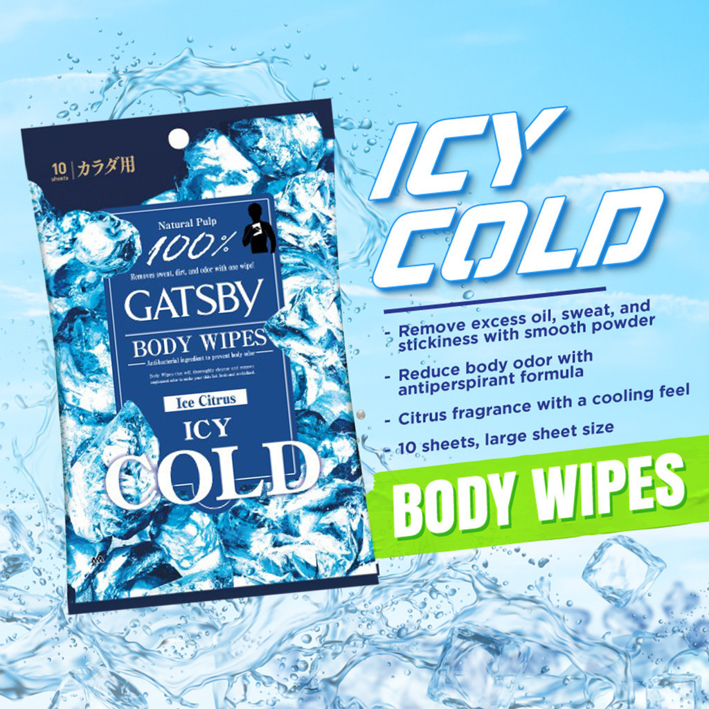GATSBY Ice-Type Deodorant Body Paper - Icy Cold (10's) | Shopee Malaysia