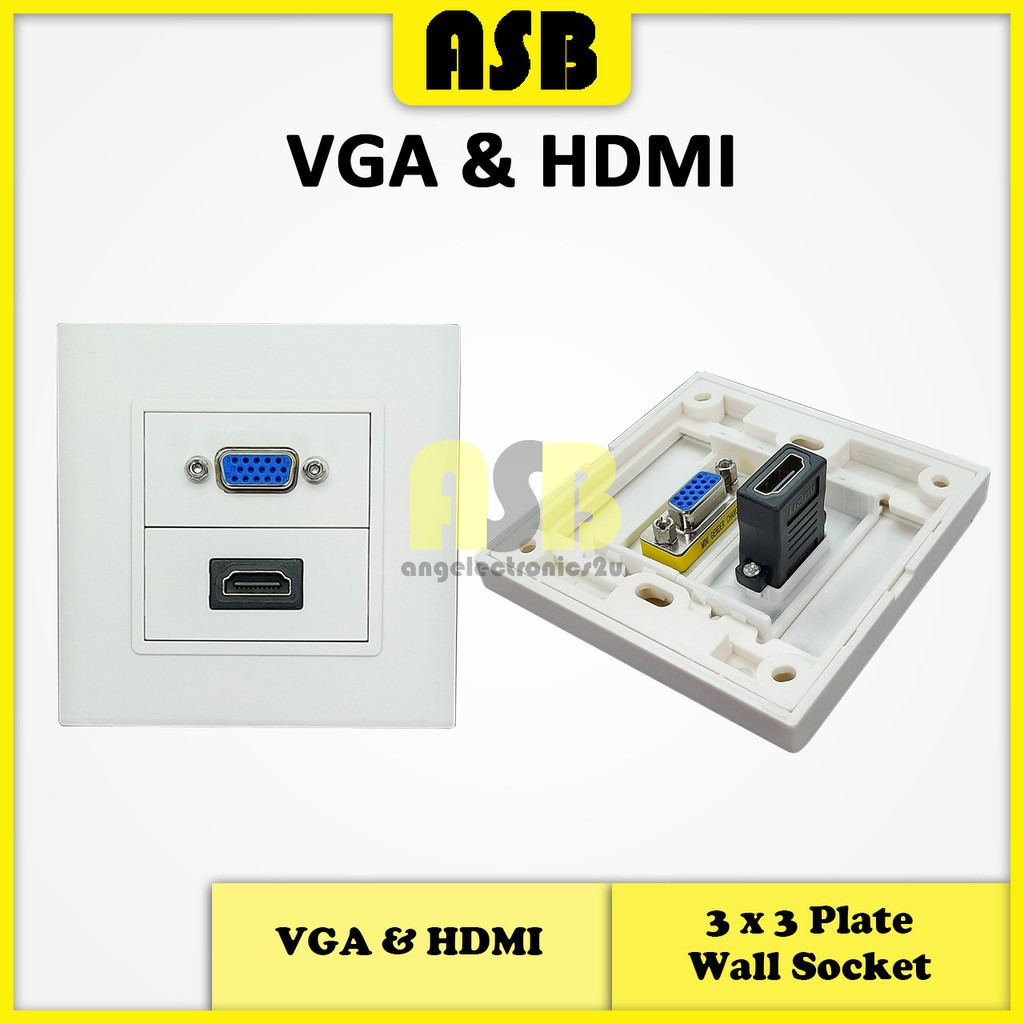 (1pc) HDMI VGA 3x3 Plate Wall Socket ( Single / Double / HDMI & VGA ...