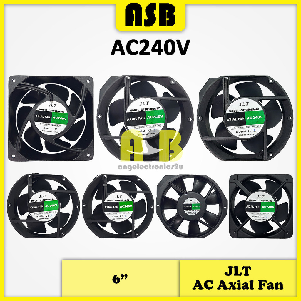 (1pc) JLT AC Strong Axial Fan ( AC240V ) ( 6" ) ( Wire / Pin ) ( Ball Bearing / Sleeve Bearing ...