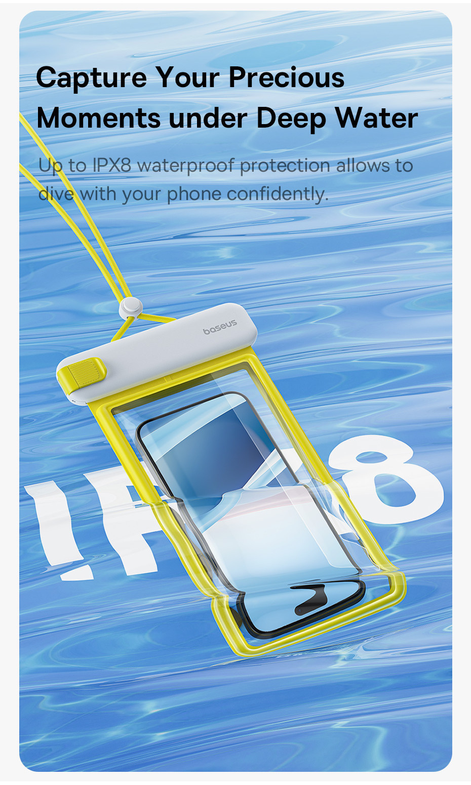 Baseus DeepDive Series IPX8 Waterproof Phone Diving Pouch Clip-On Beach ...
