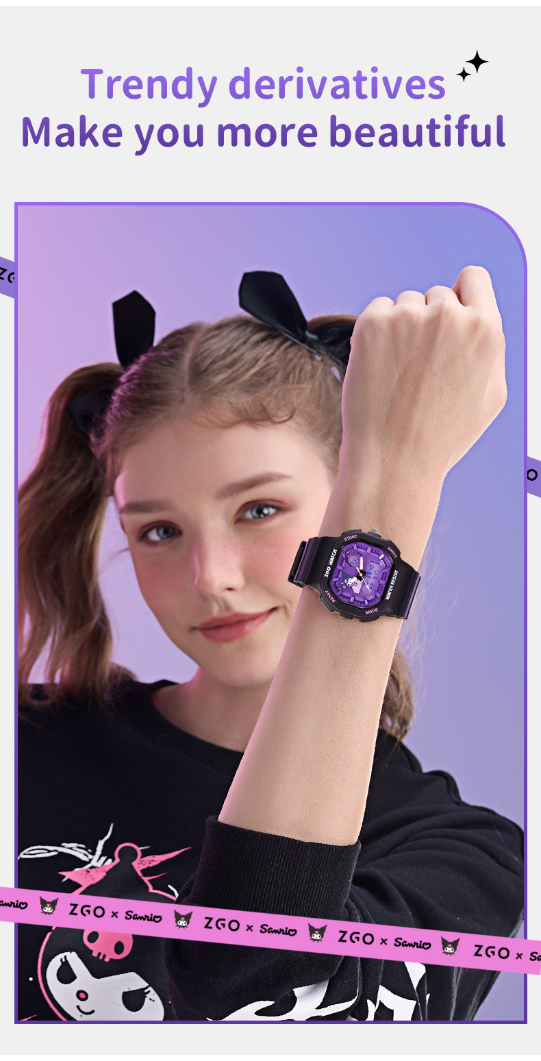 ZGO x Sanrio Watch Kuromi Dual Display Electronic Watch Children ...