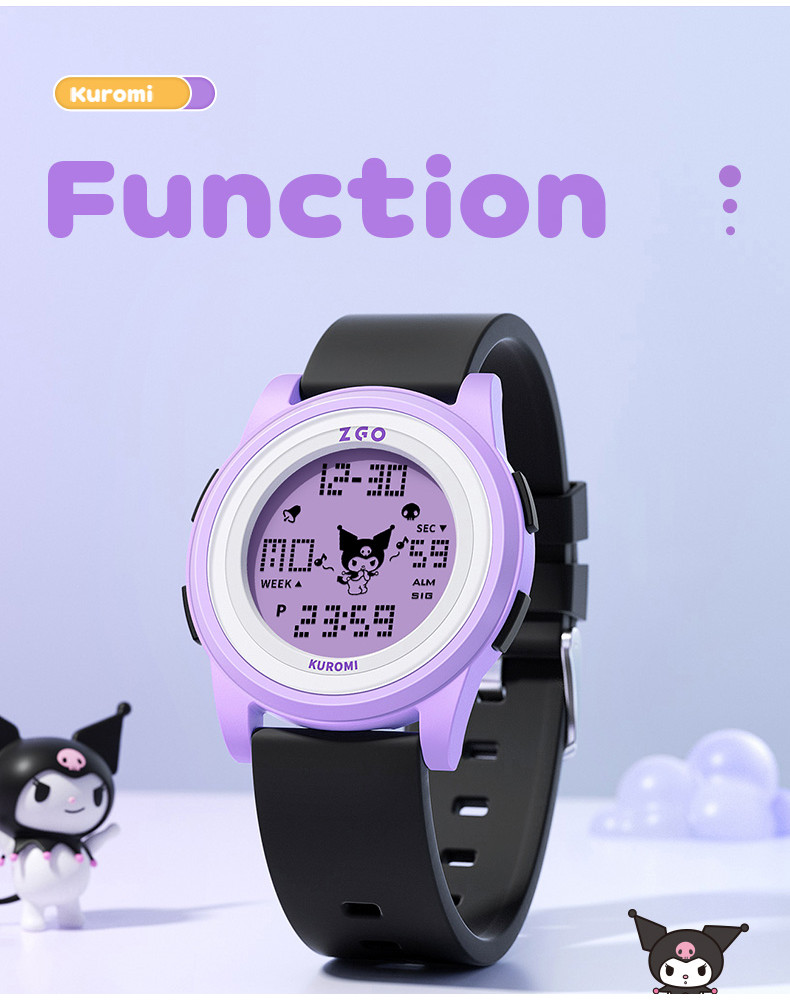 ZGO x Saniro Kuromi Watch For Boys Girls Multi-Function Digital ...