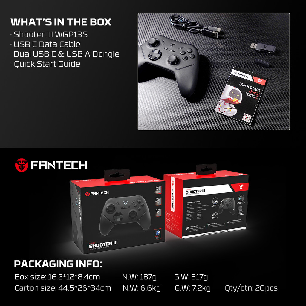 Fantech WGP13S Shooter III Multi-Platform Gamepad 2.4GHz Dual Mode ...