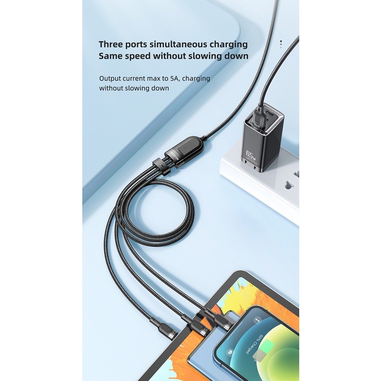 MCDODO CA-8800 / CA-8790 100W 65W 6A Type C Micro USB 3 In 2 or 1 PD ...