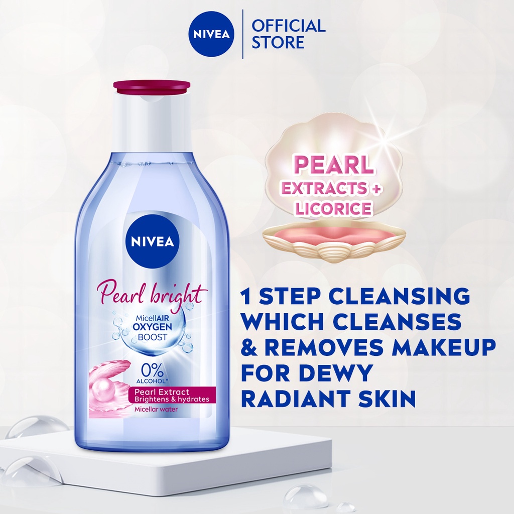 NIVEA Face Micellar Water Make Up Clear Pearl Bright Skincare Face Wash ...