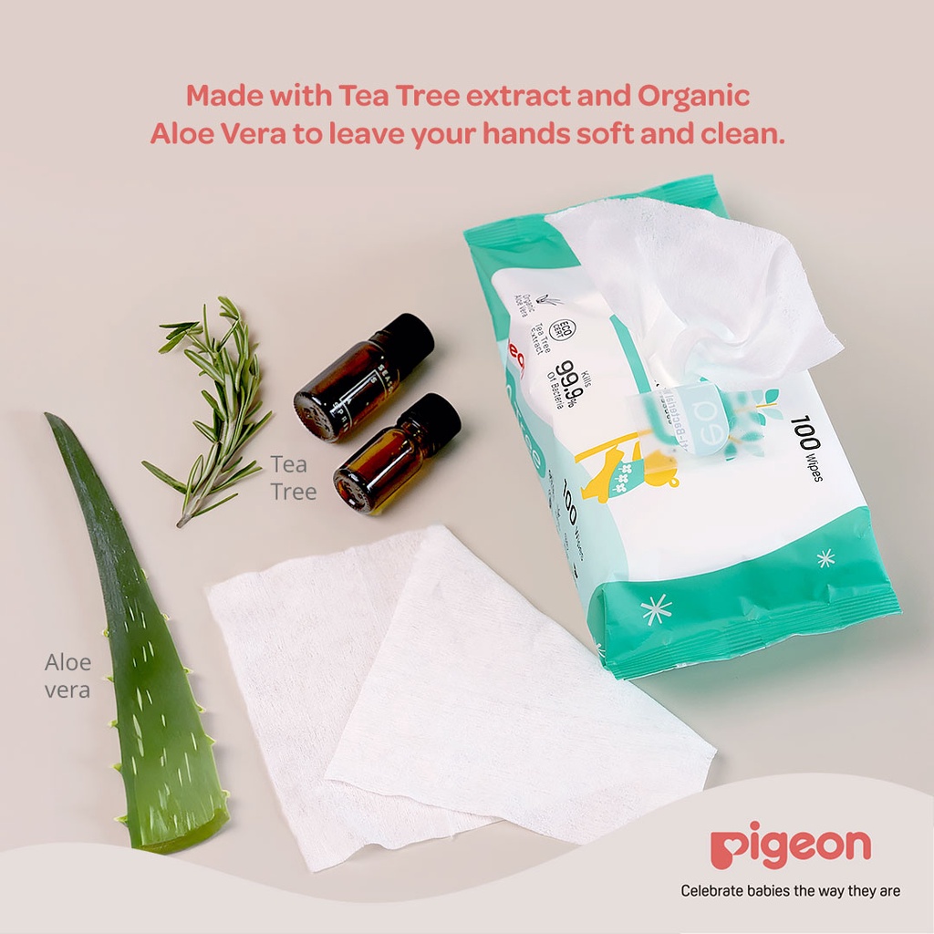 Pigeon Tea Tree Anti-Bacterial Wet Tissues 100pcs Optional : Twin Pack ...