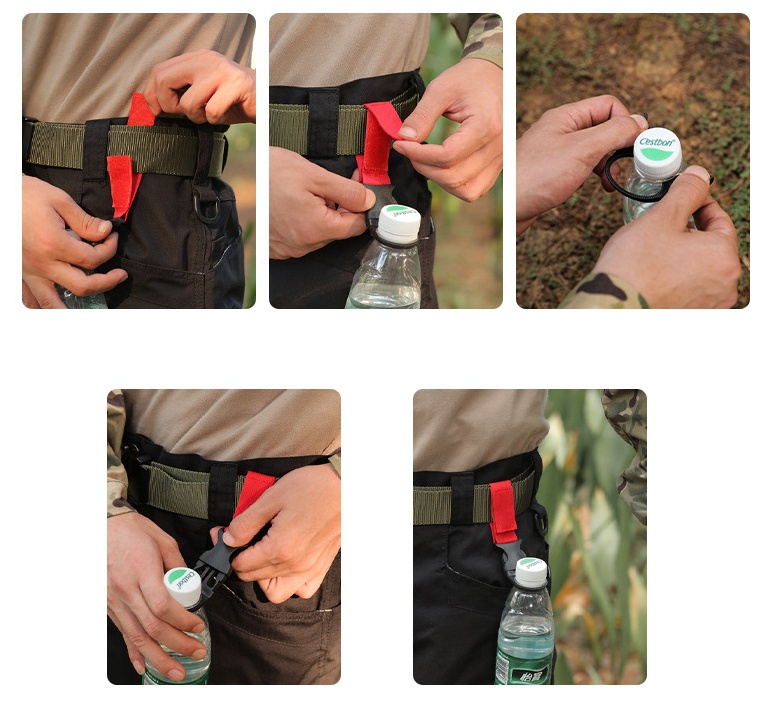 MOLLE Portable Outdoor Water Bottle Hook Nylon Velcro Holder Fastener ...