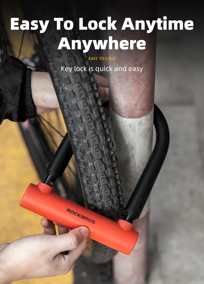 【MY Delivery】ROCKBROS Bike Lock Safety U-Shaped Anti-Hydraulic Shears ...