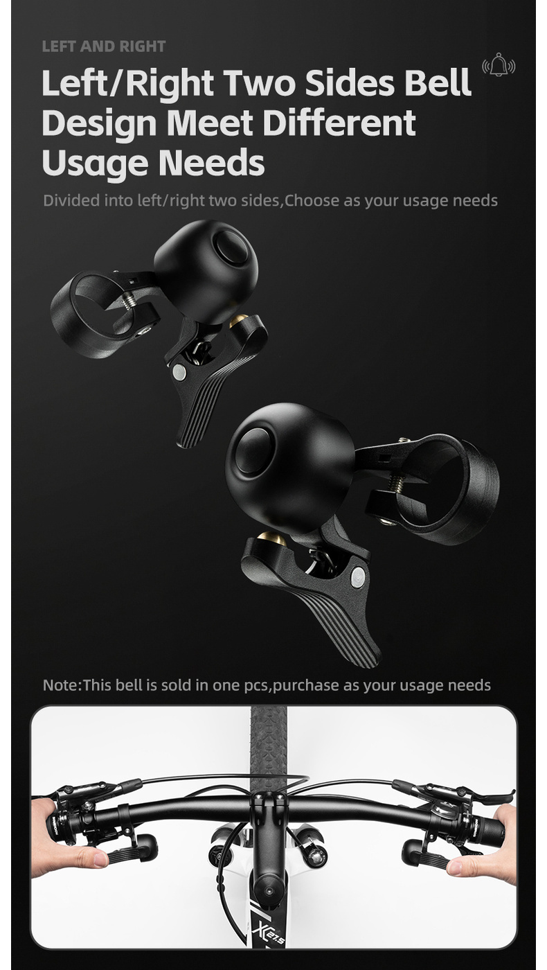ROCKBROS Bike Bell Copper Alloy Loud Horn Left And Right Bell MTB Road ...