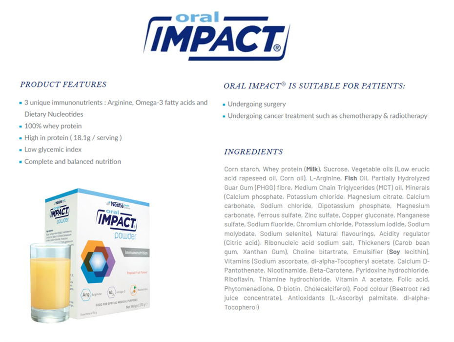 NESTLE Oral Impact Immune Supporting Cancer Patient 74g Nutritional ...
