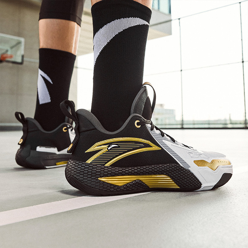 ANTA Men Flash Battle 5 Basketball Shoes 812341113-1 White/Black/Golden ...