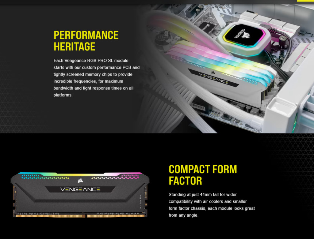 CORSAIR VENGEANCE RGB PRO SL 32GB (2x16GB) DDR4 DRAM 3600MHz C18 Memory ...