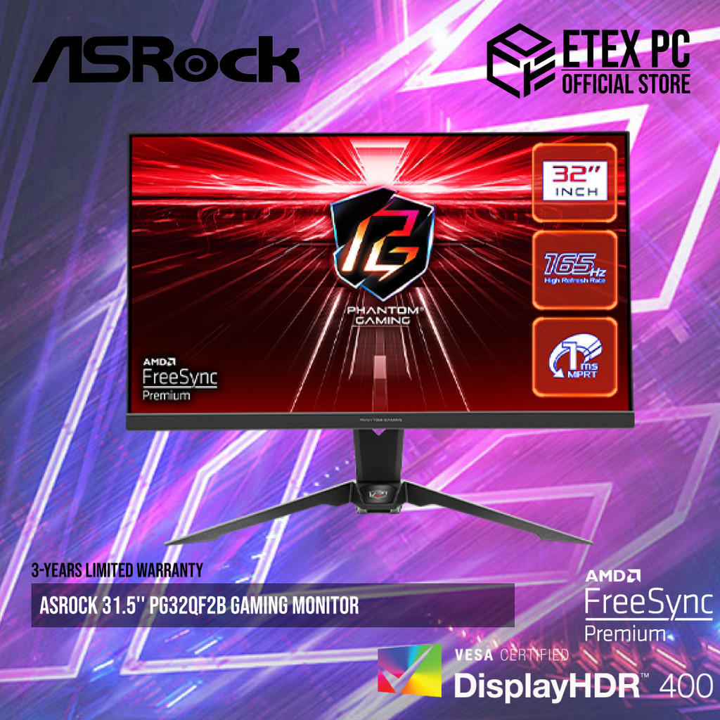 ASROCK 31.5'' PG32QF2B Gaming Monitor - QHD 2560X1440 / 165HZ / 1MS ...