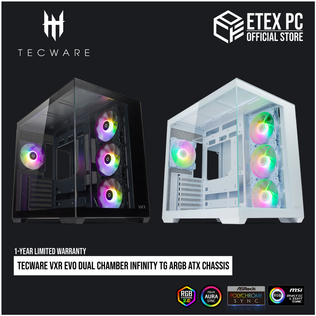 Tecware VXR EVO Dual Chamber Infinity TG ARGB ATX Chassis - Black ...
