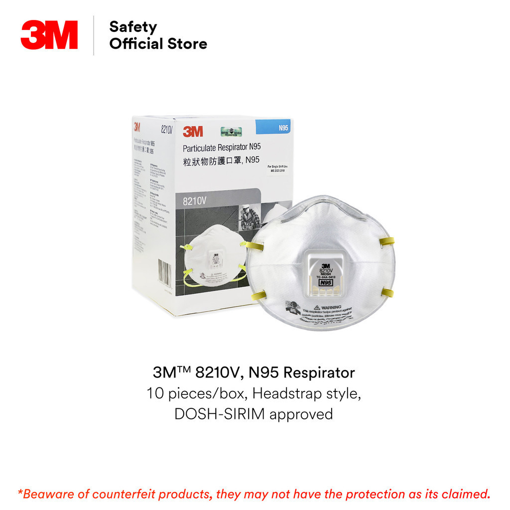 3M™ 8210V N95 Particulate Respirator Haze/Dust Mask (10 Pcs/Box)/ PSD_ DR_ | Shopee Malaysia