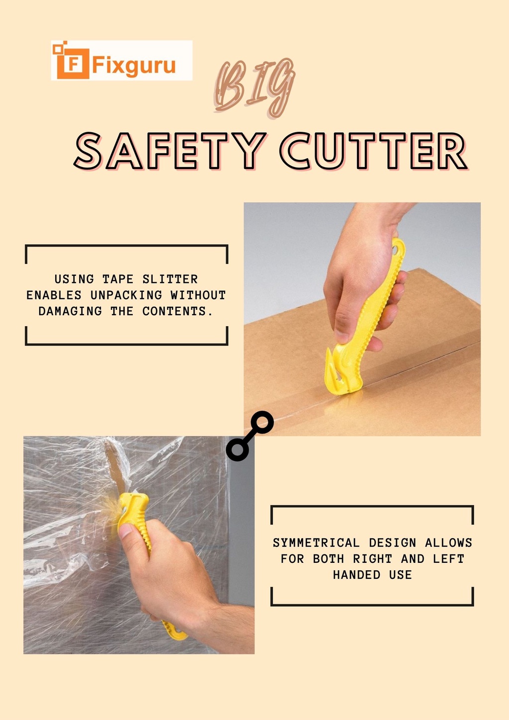 Fixguru - Multipurpose Safety Cutter | Steel Hook Blade | Box & Tape ...