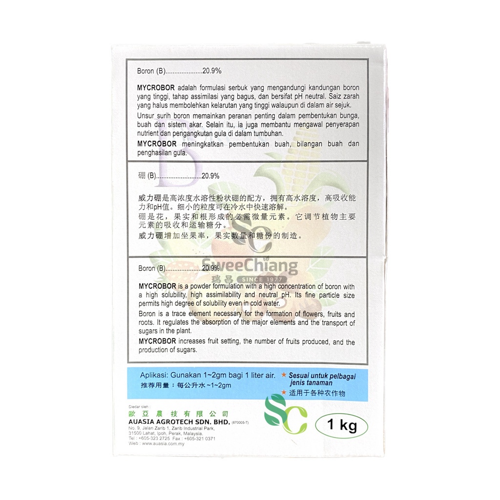 AUAsia Mycrobor 1kg - Disodium octaborate fertigation & hydroponic ...